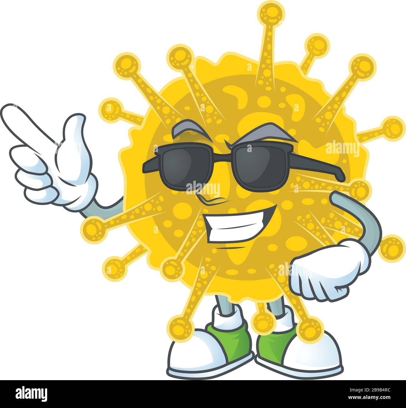 Cute coronavirus pandemic cartoon character design style with black ...