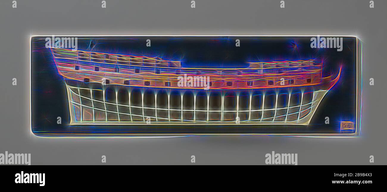 Half Model or a 64-Gun Ship of the Line, Polychromed mold model ...