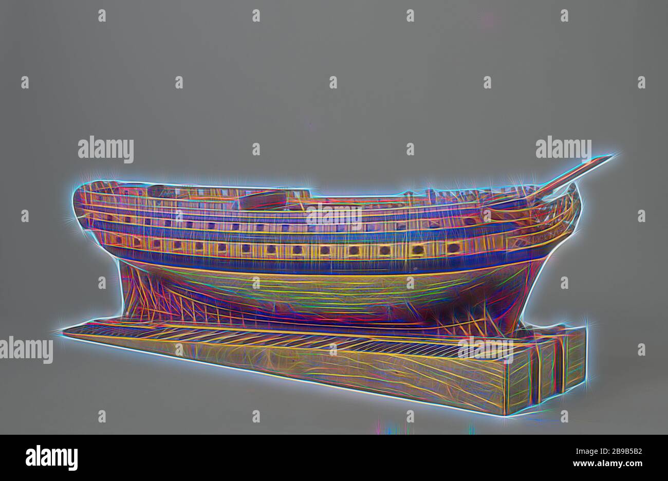 Model of a 74-Gun Ship on a Slipway, Construction model or the hull of ...