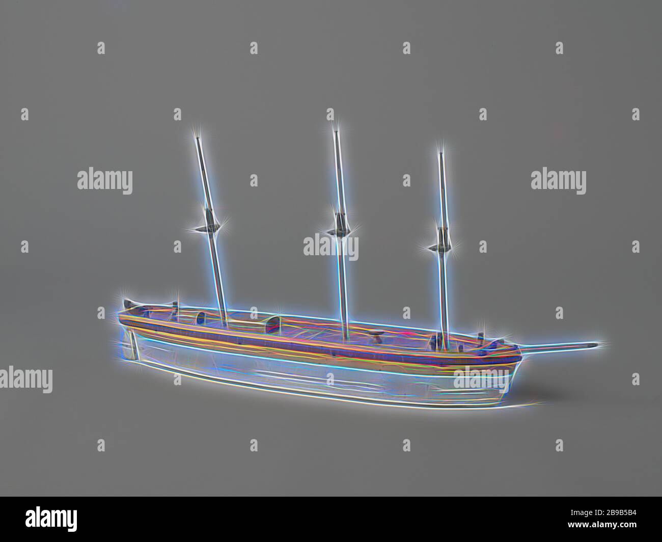 Model of a Timber Ship, Small sketchy, polychromed stack model of a ...