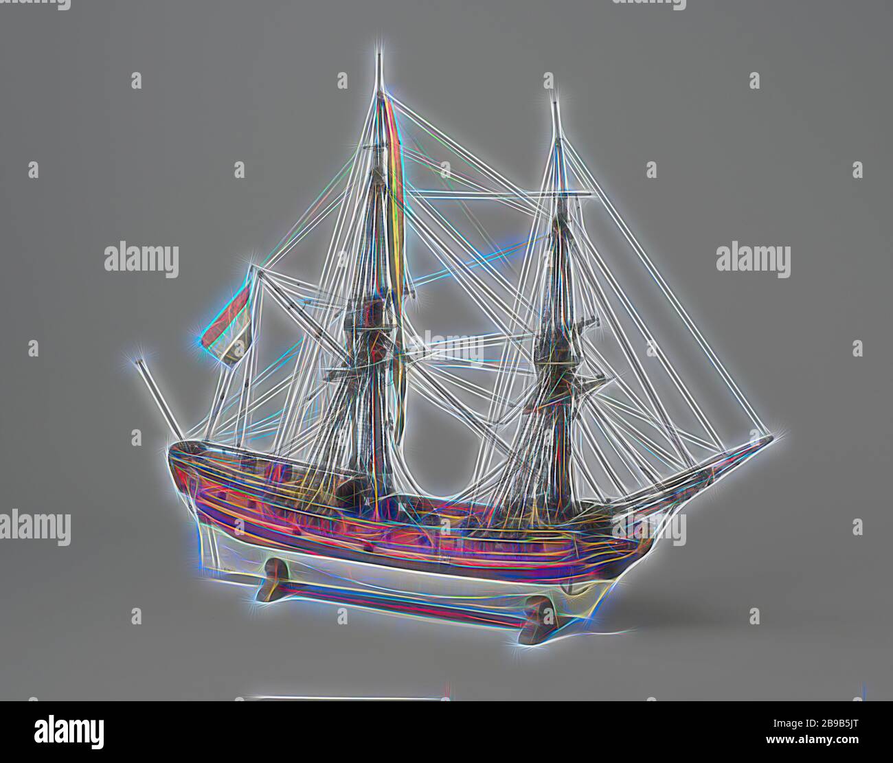 Model of a 20-Gun Snow, Polychromed, rigged truss model. Parts of the ...