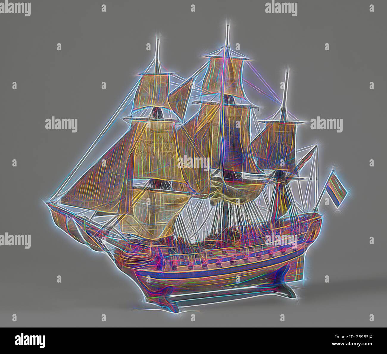 Model of a 44-Gun Ship of the Line, Testified truss model. Nine and ...