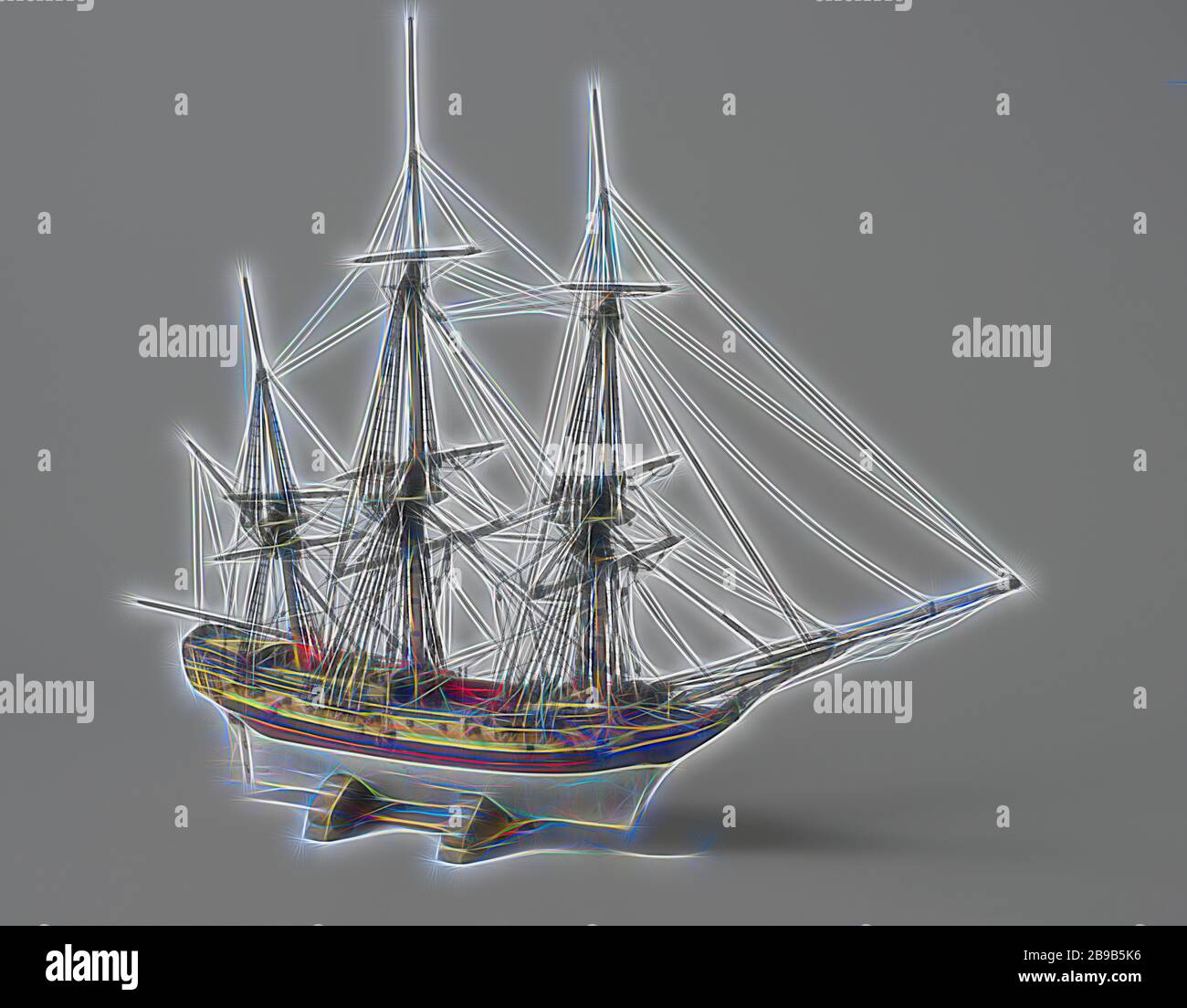 Model of a 22-Gun Frigate, Polychromed, witnessed small decorative ...