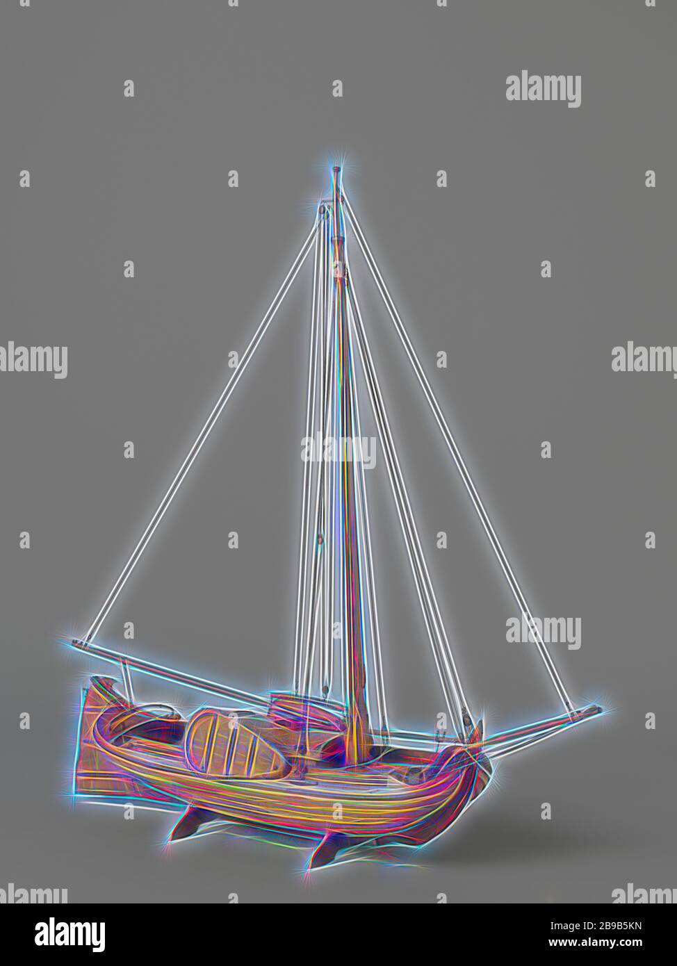 Model of a Boyer, Testified truss model of a single-mast flat-bottomed ...