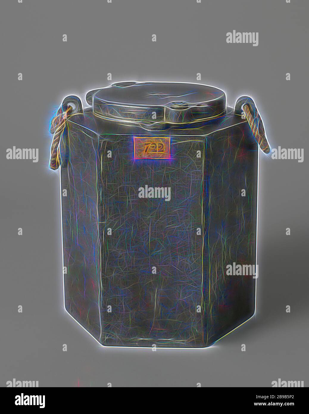 Powder Chest, Hexagonal tin powder box. It has a double round lid: the ...