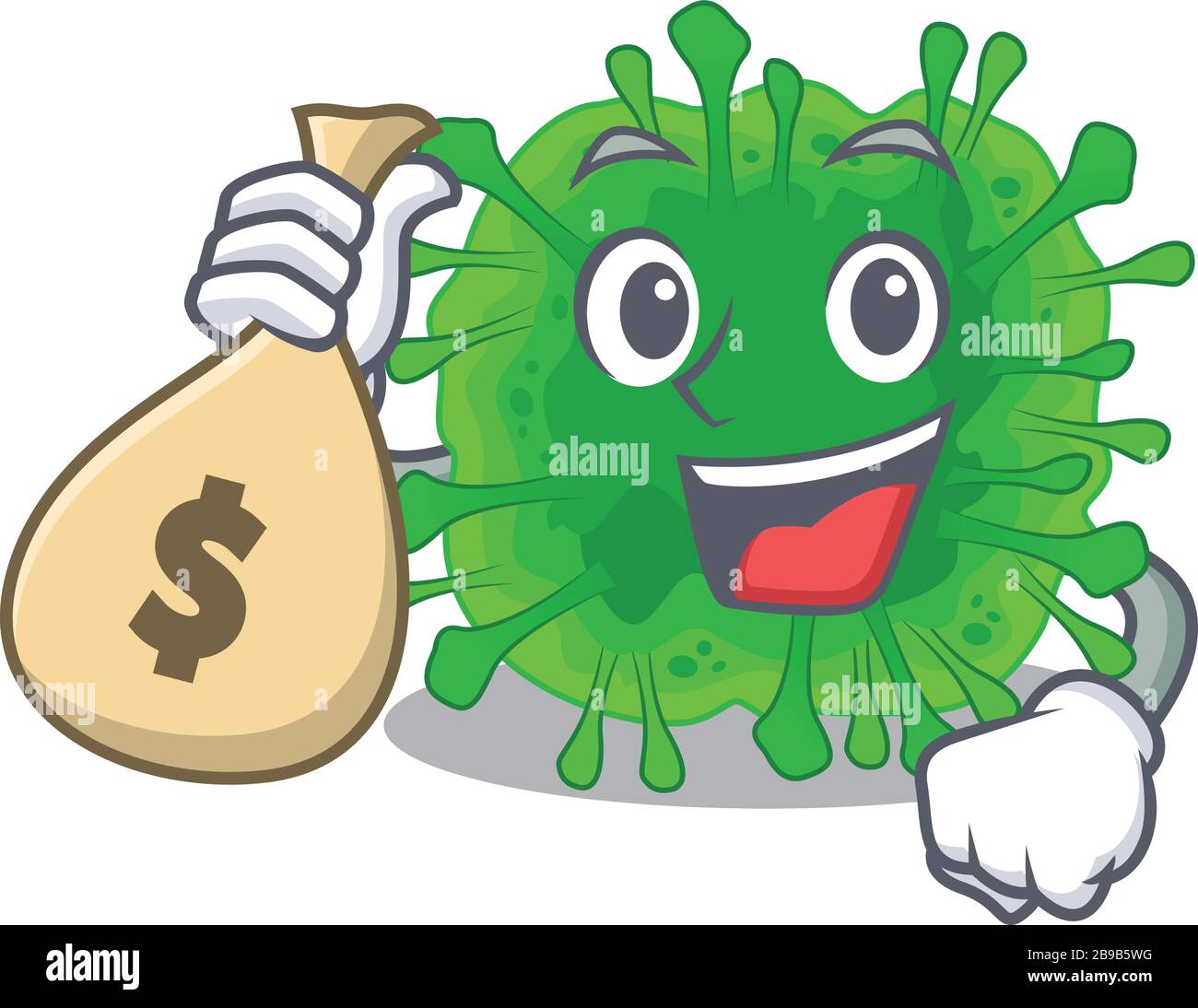 Smiley rich minunacovirus cartoon character bring money bags Stock ...