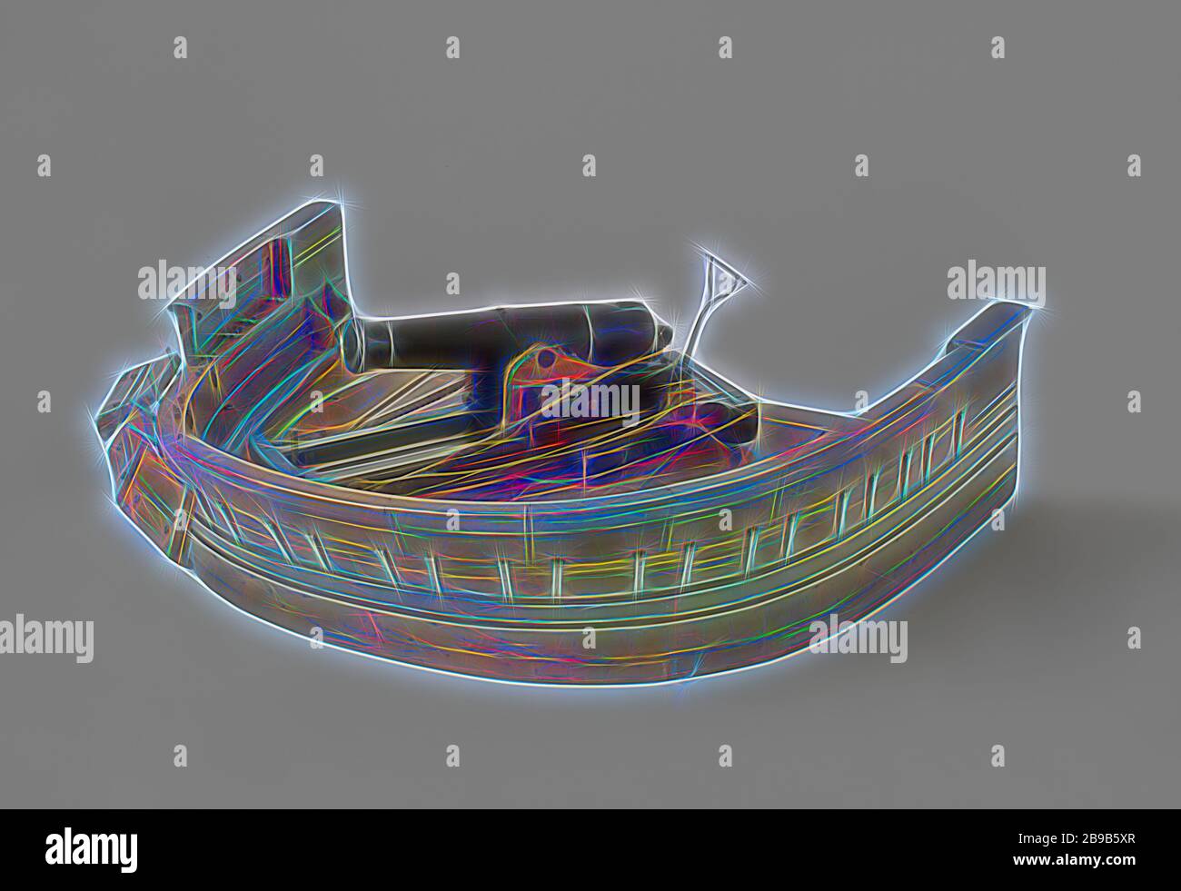 Model of an 80-Pounder Shell Pivot Gun on a Ship Deck, Model of an 80 ...