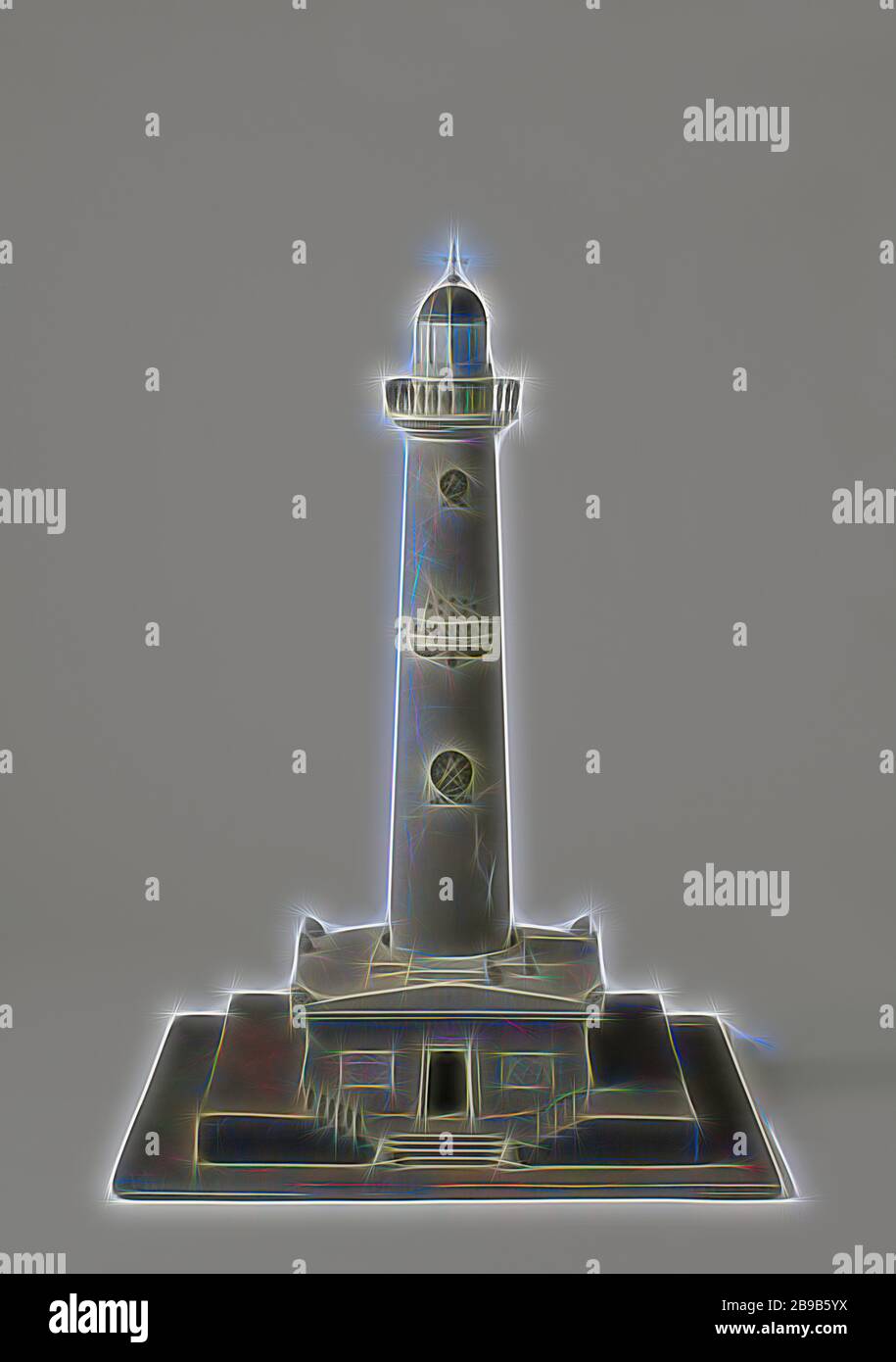 Model of a Lighthouse, Wooden model of a round lighthouse on a square ...