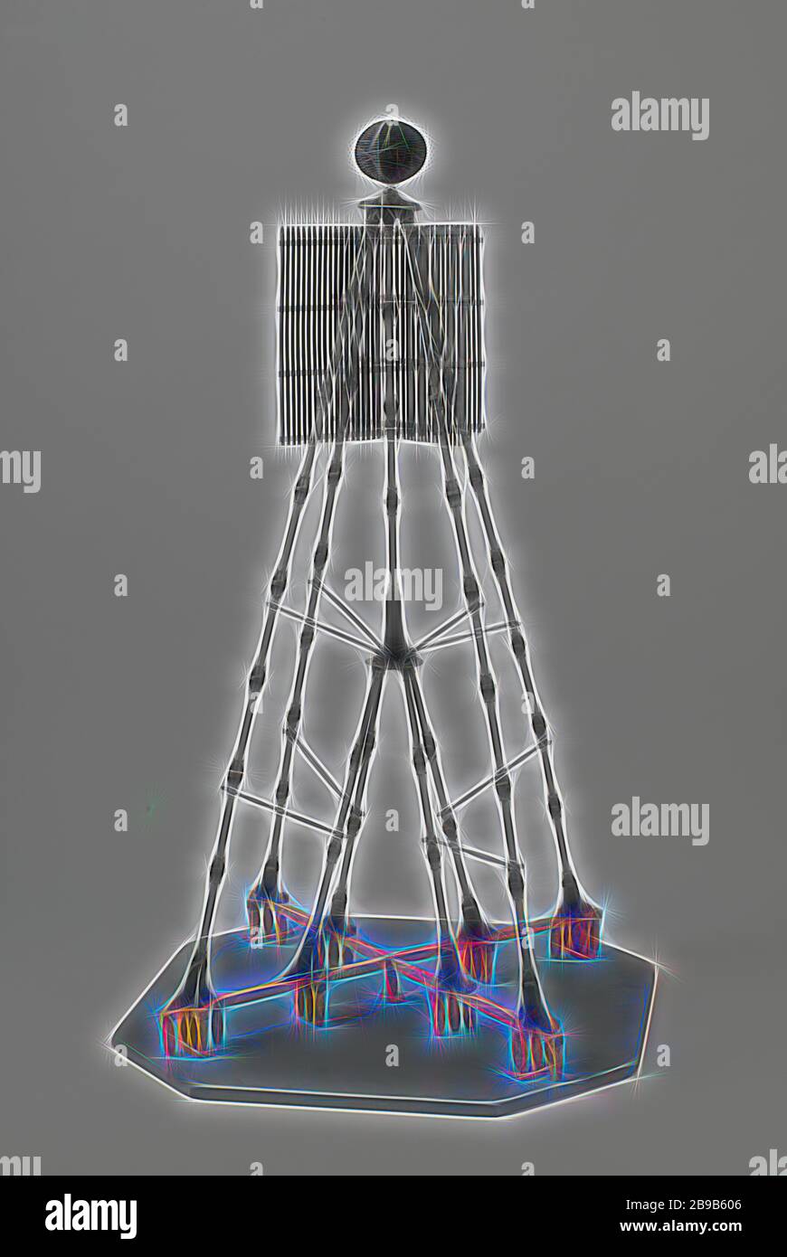 Model of a Land Beacon, Wooden model of an iron, painted black and on a ...