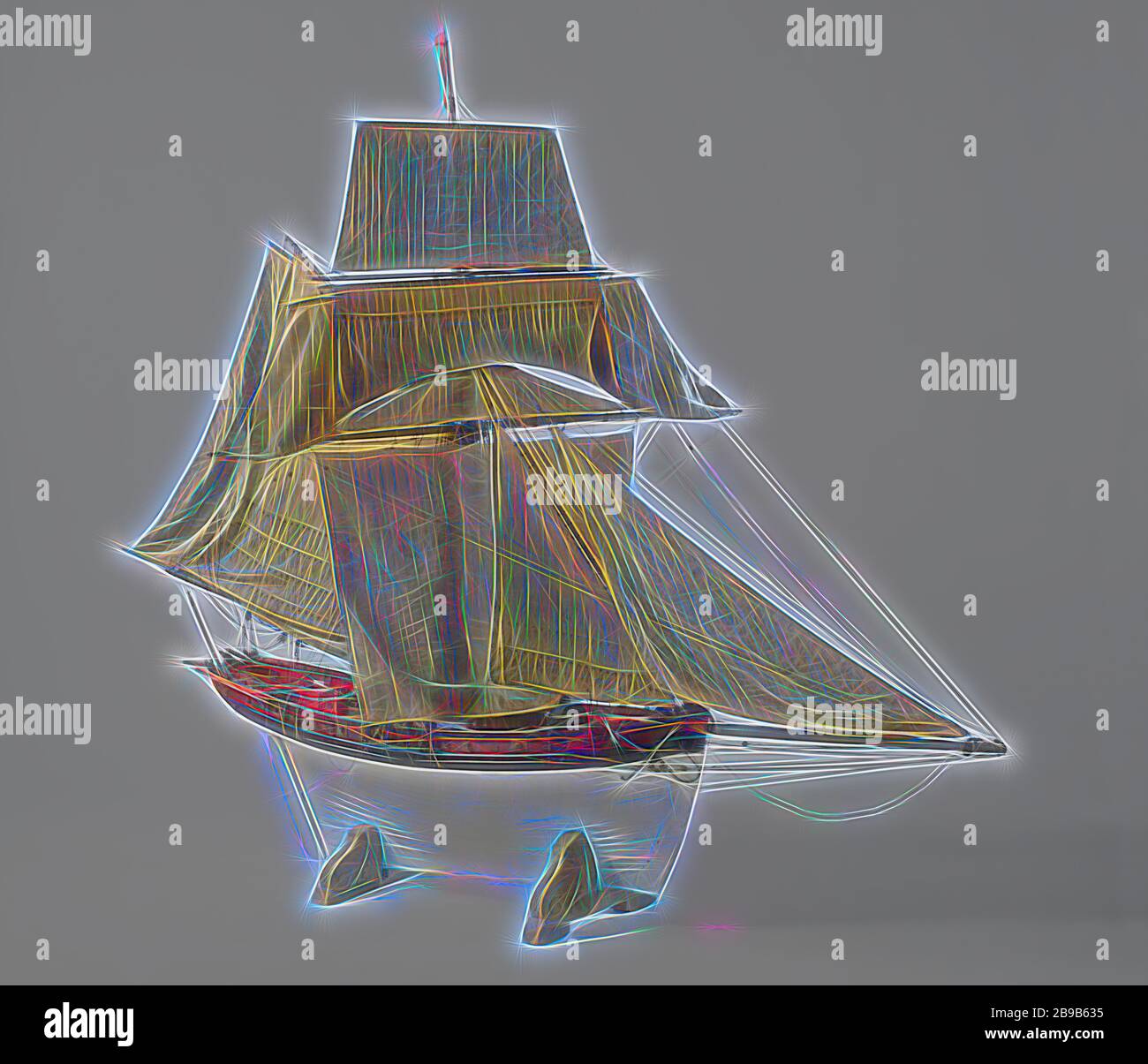 Model of an 18-Gun Cutter, witnessed and polychromed model of an over ...