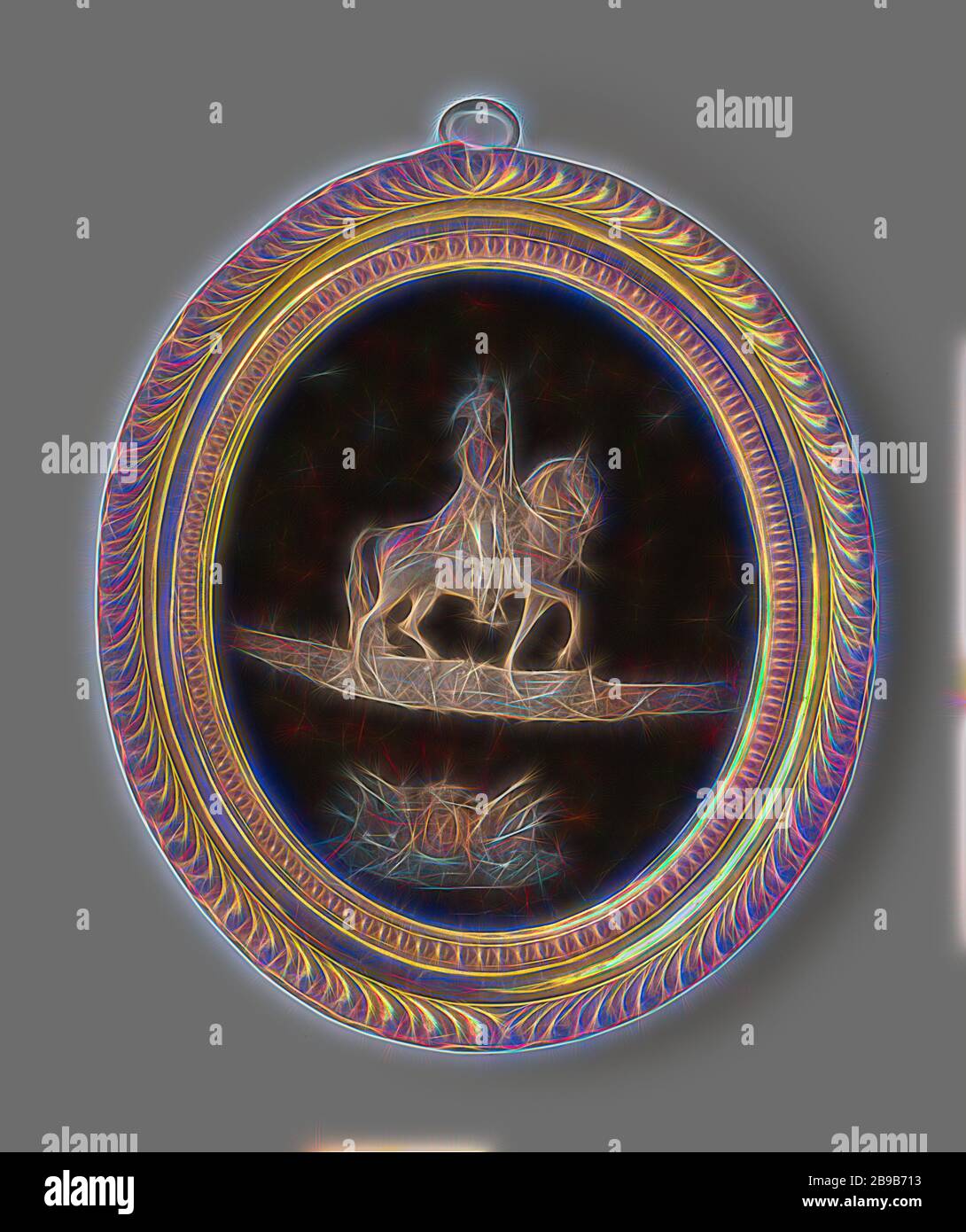 Bas relief of Willem V on horseback, Silver bas relief of a figure on ...