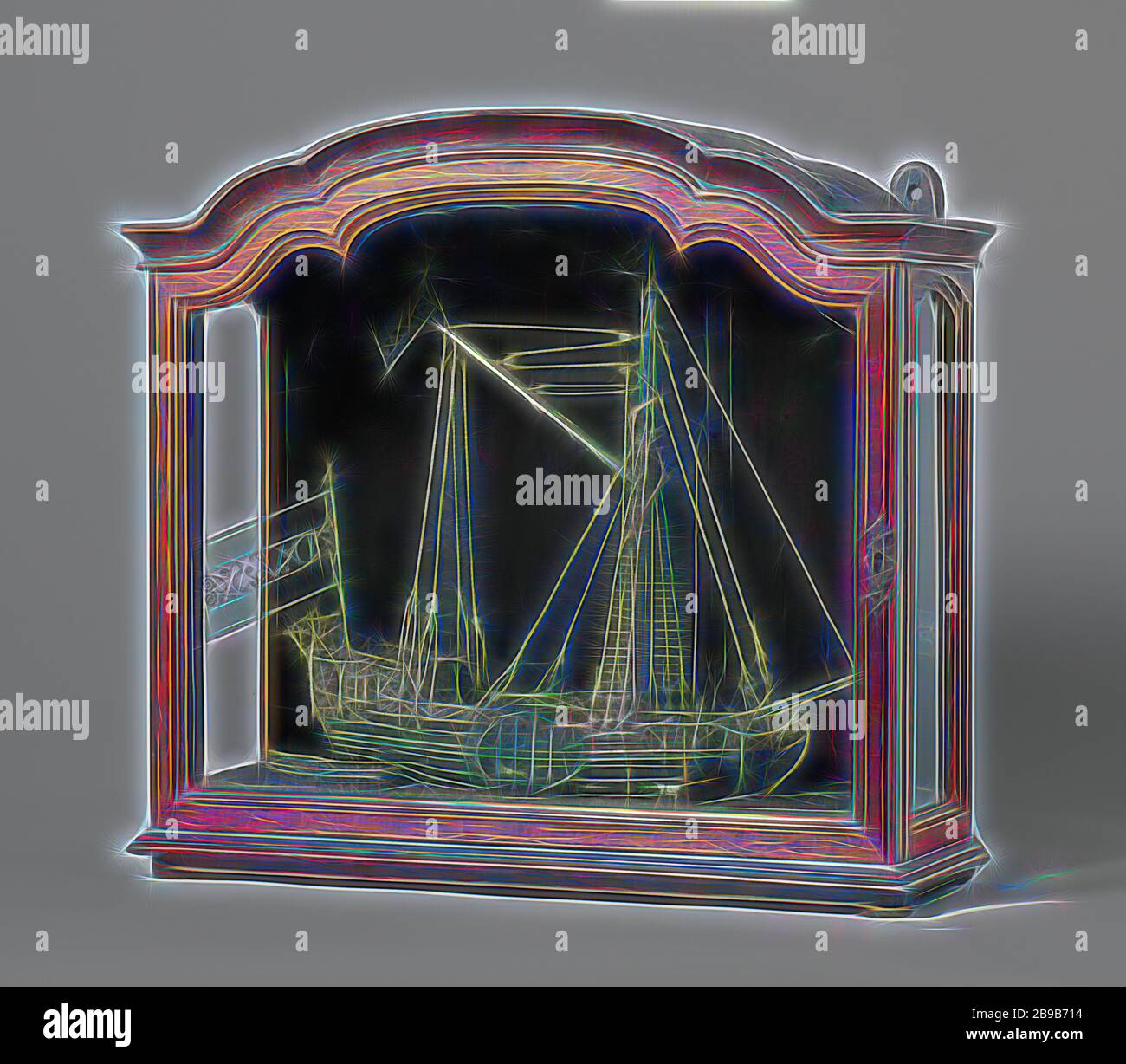 Glass model of a Yacht, Model of a yacht, rear cabin, two swords, one ...