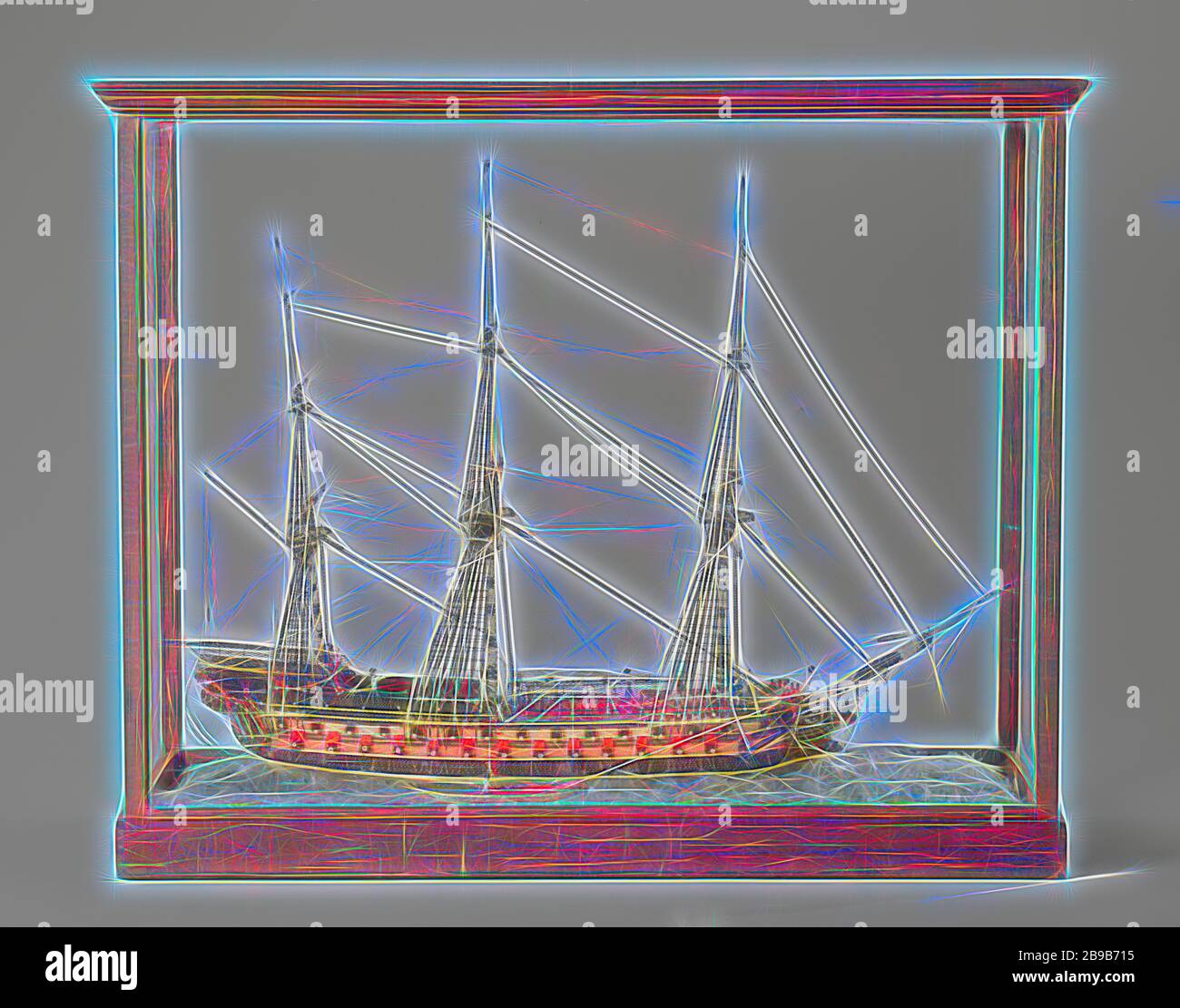 Glass Model of a 76-Gun Ship of the Line, Full model of a line ship ...