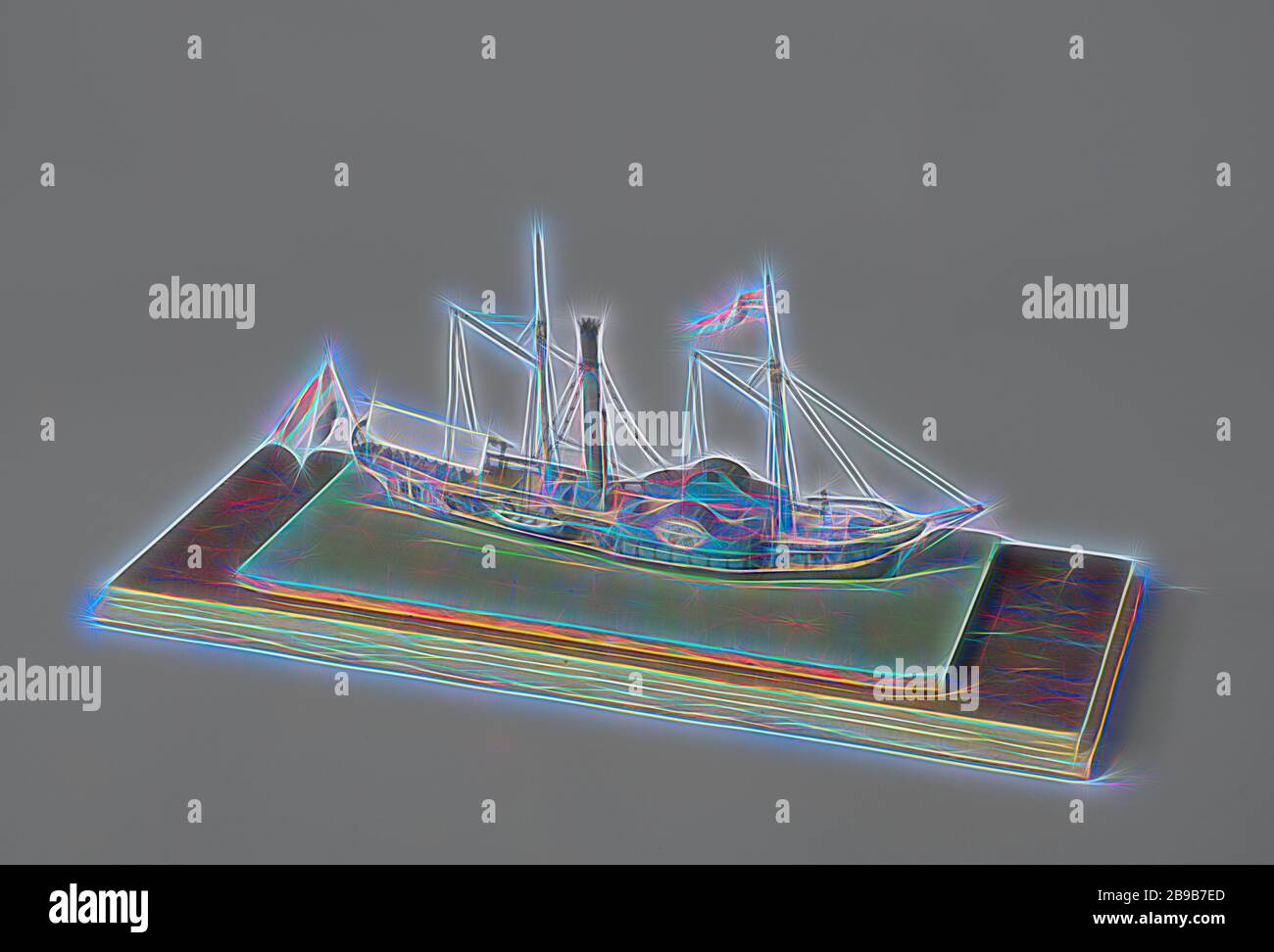 Model of a Paddle Steamer, Model of cardboard, representing a steamboat ...