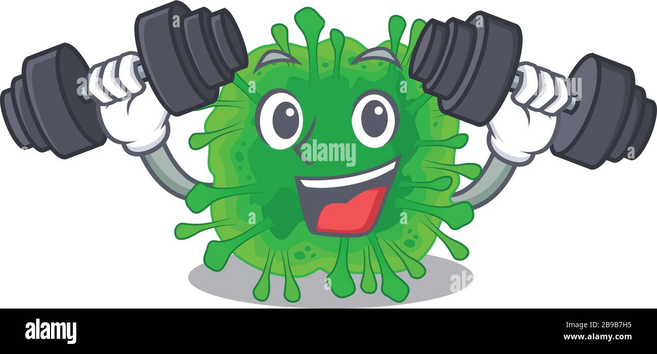 Smiley Fitness exercise minunacovirus cartoon character raising ...