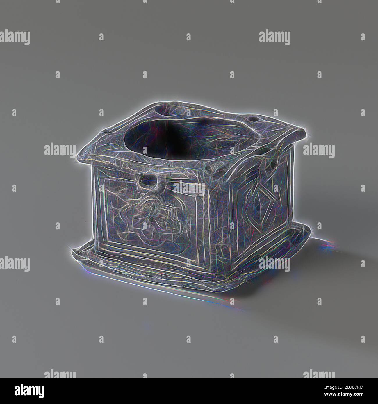 Inkwell, rectangular, decorated on the sides with cartouches ...