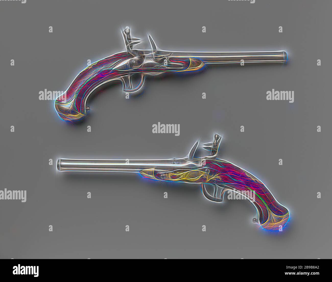 Flint gun from Van Schuylenburg, Pistol with flint lock, part of couple ...