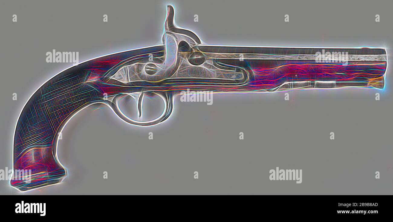 Percussion gun, with a smooth octagonal damasked barrel, with a silver ...