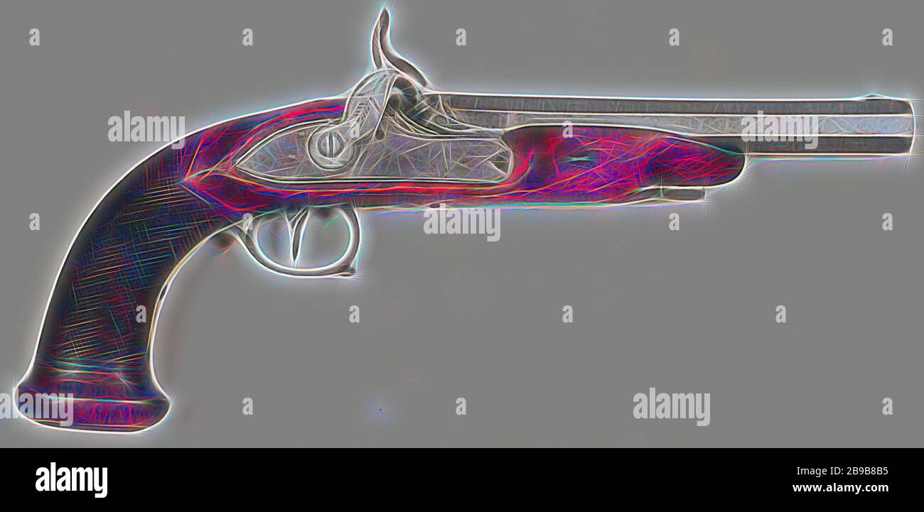 Percussion gun with octagonal burnished smooth barrel with wooden ...