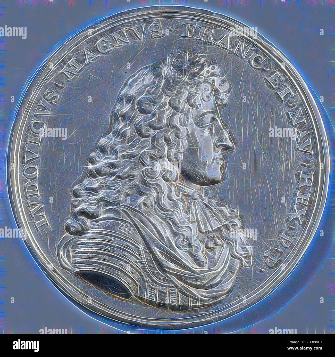 Louis XIV conquers twelve cities, Silver Medal. Obverse: man's bust ...