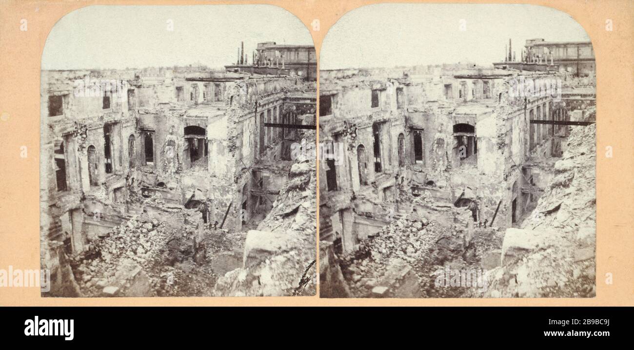THE DISTRICT OF PARIS - RUINS Ruines de la Commune. Vue stéréoscopique ...