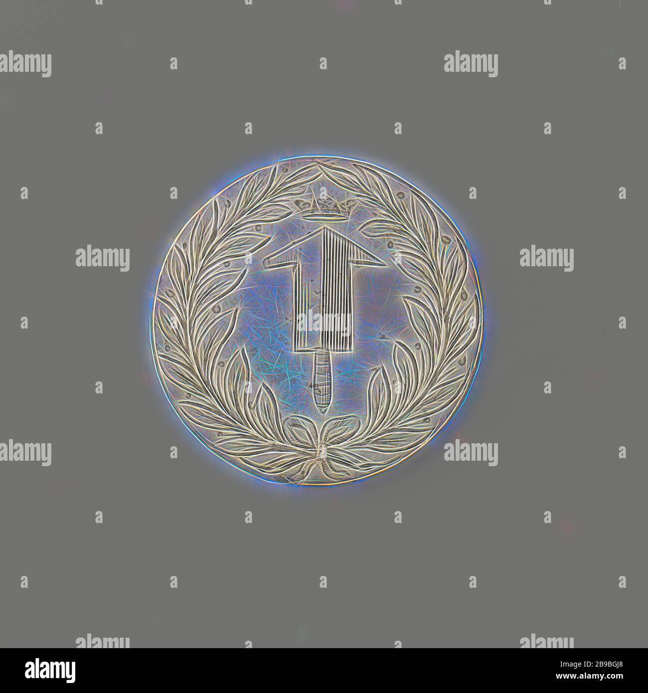 Crowned plumbers hammer inside laurel wreath hi-res stock photography ...