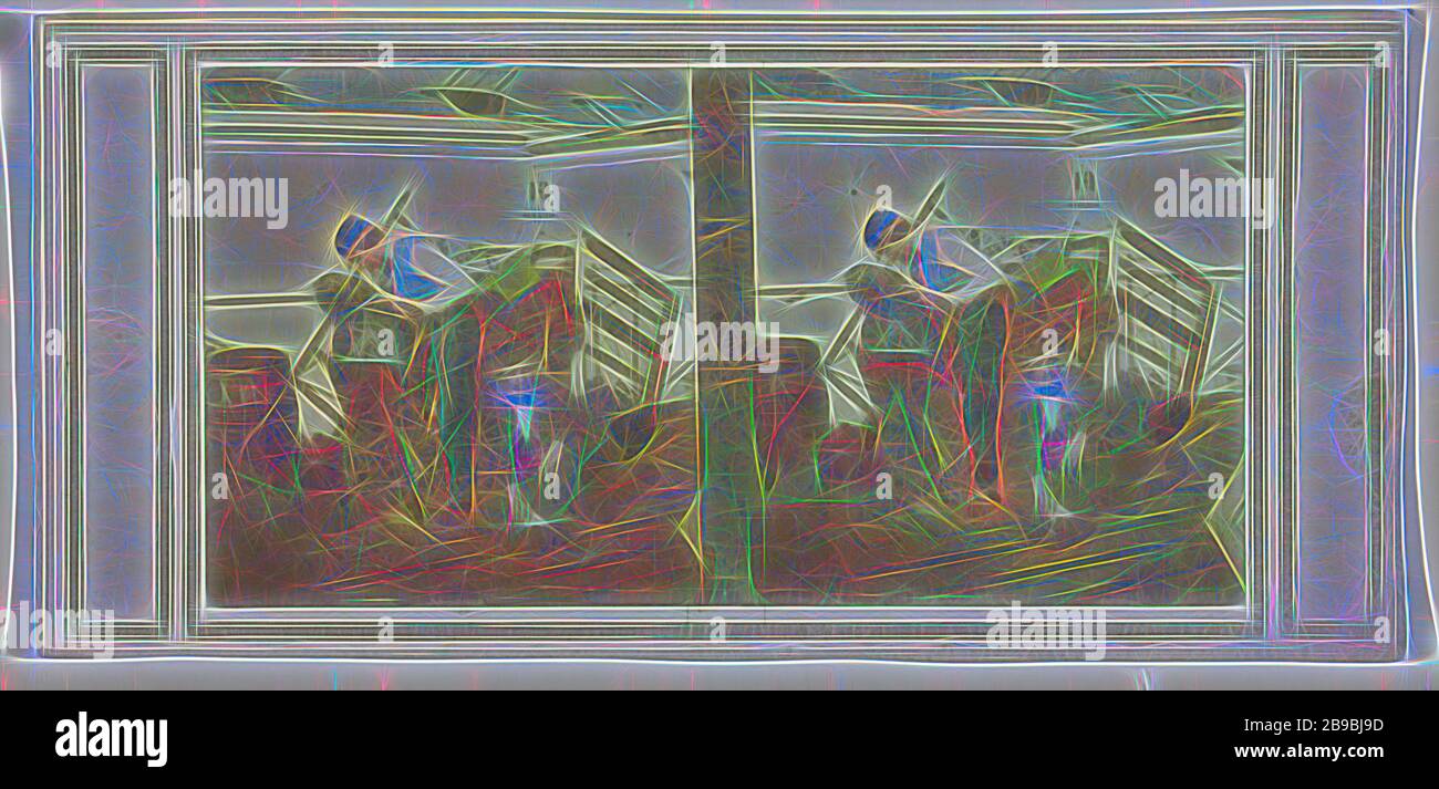 Standing man by tool and squat man, Samson asleep in Delilah's lap, she ...