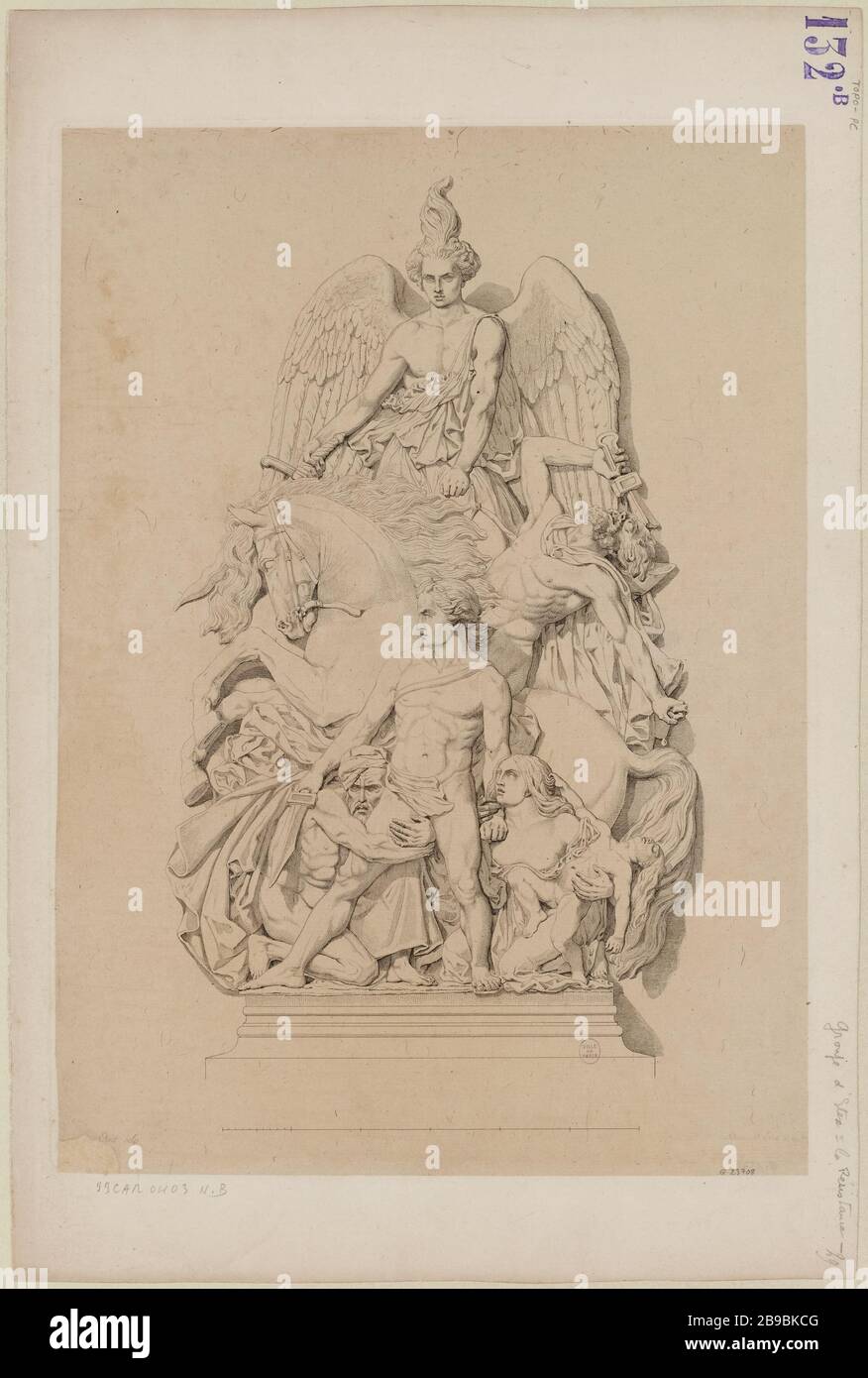 architectural detail of the triumphal arch, group Etex: The Resistance ...