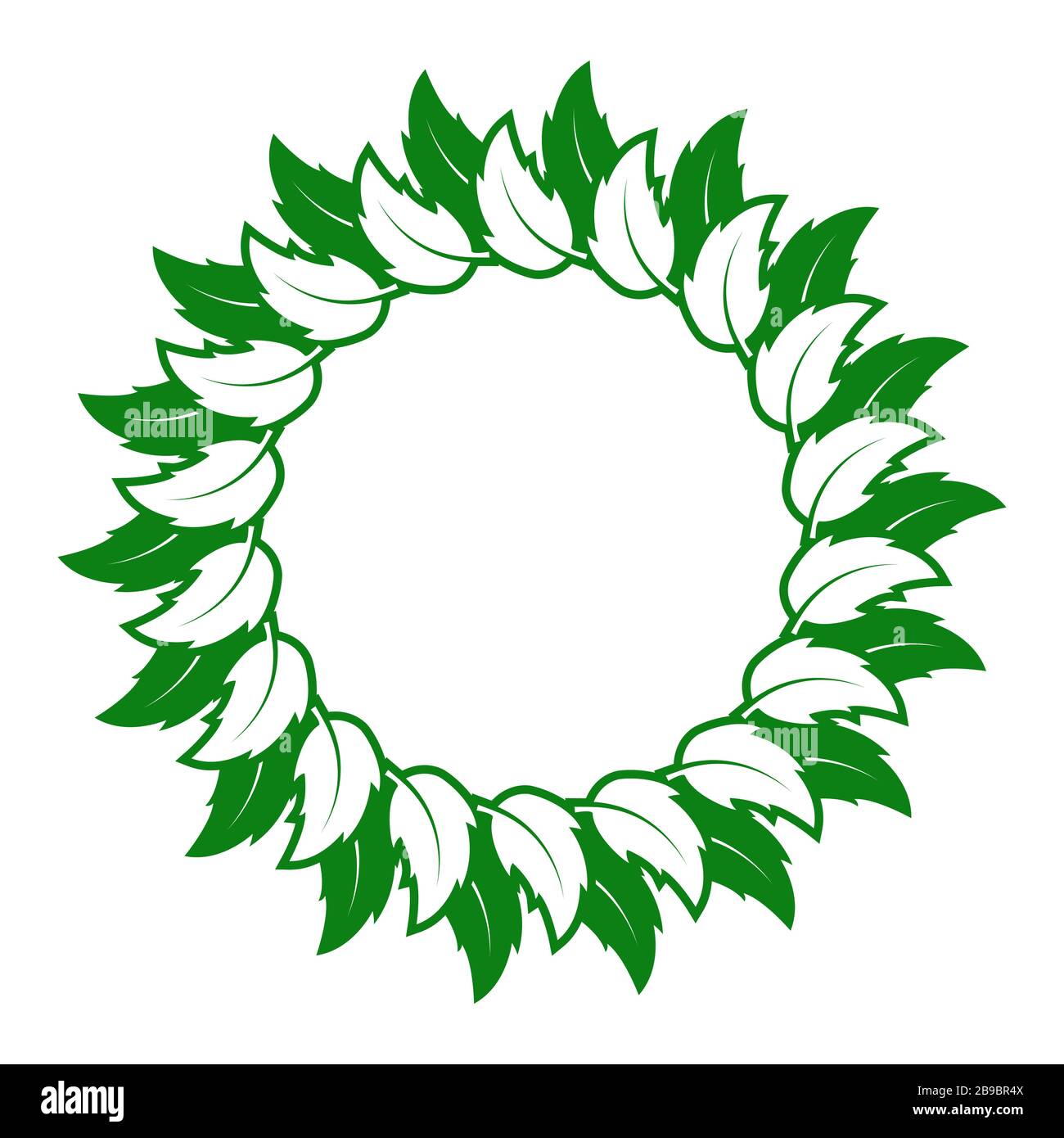 Round frame of leaves. Simple flat design for text images or drawings ...