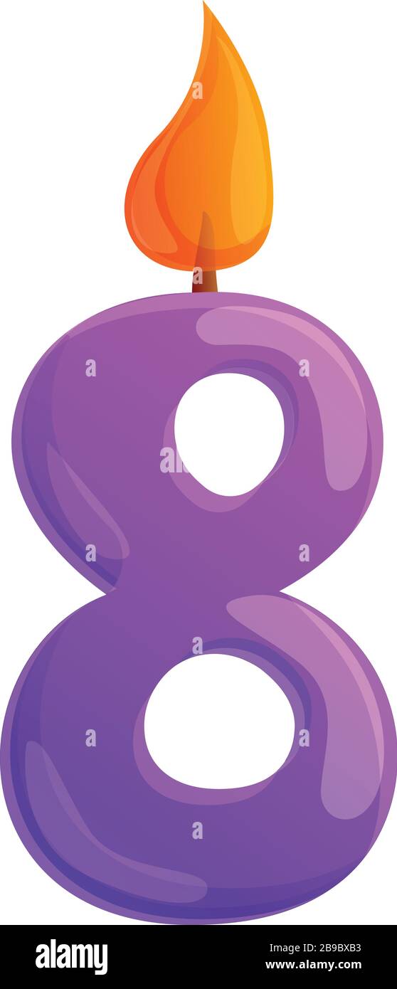 Eight number candle icon. Cartoon of eight number candle vector icon ...