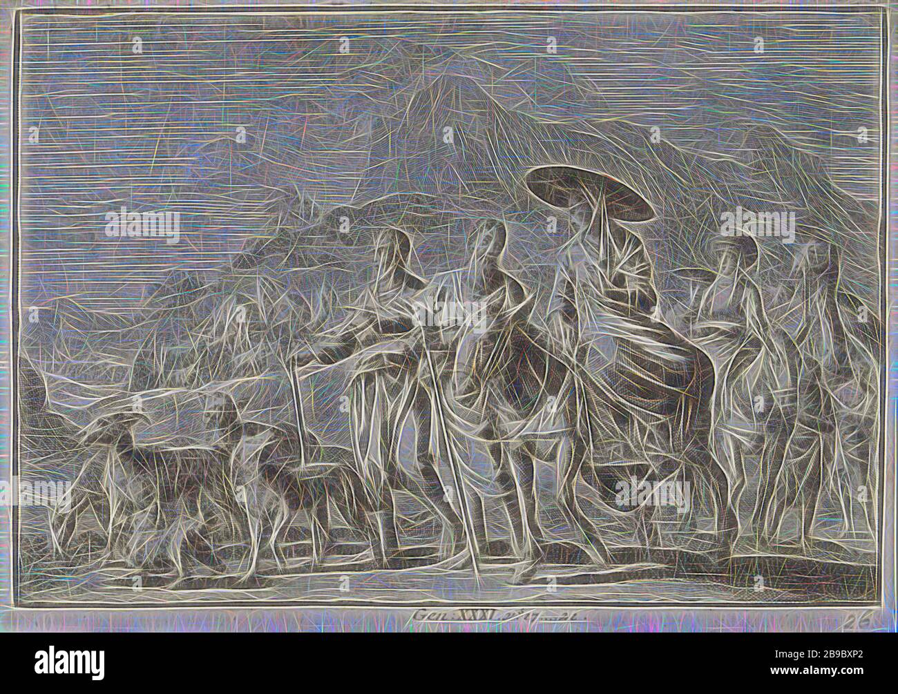 Jacob flees from Laban, Jan Luyken, Amsterdam, 1703 - 1762, paper ...