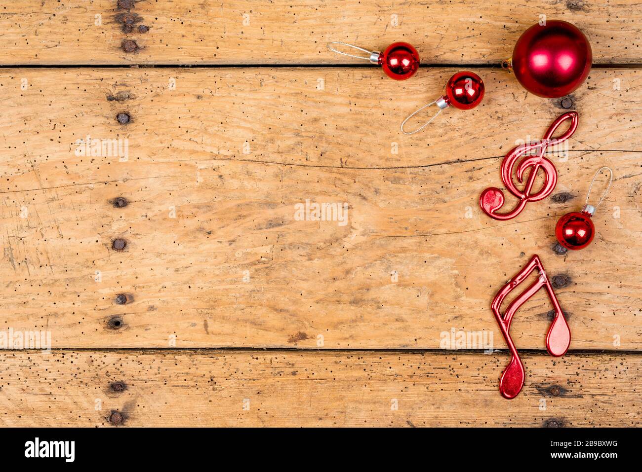 Vintage christmas background with red musical notes - copy space Stock ...