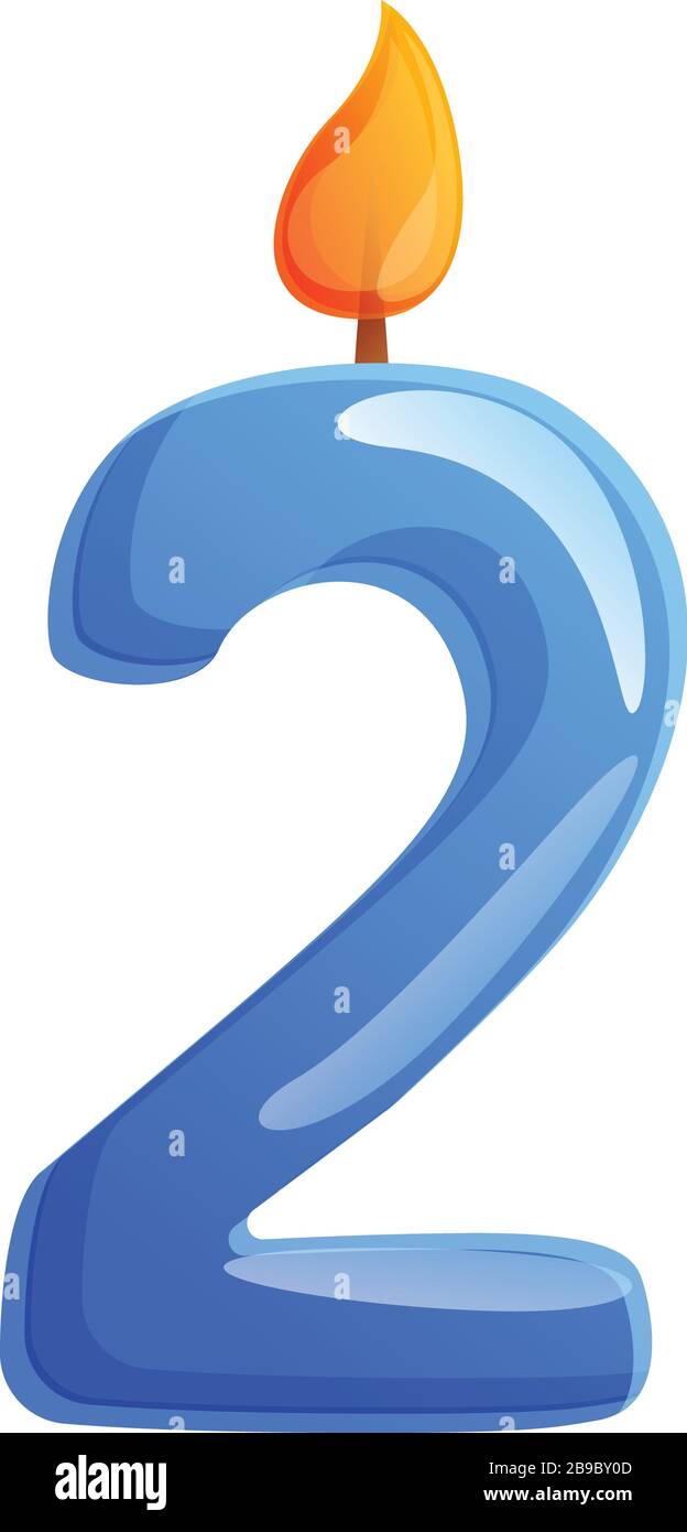 Second number candle icon. Cartoon of second number candle vector icon ...