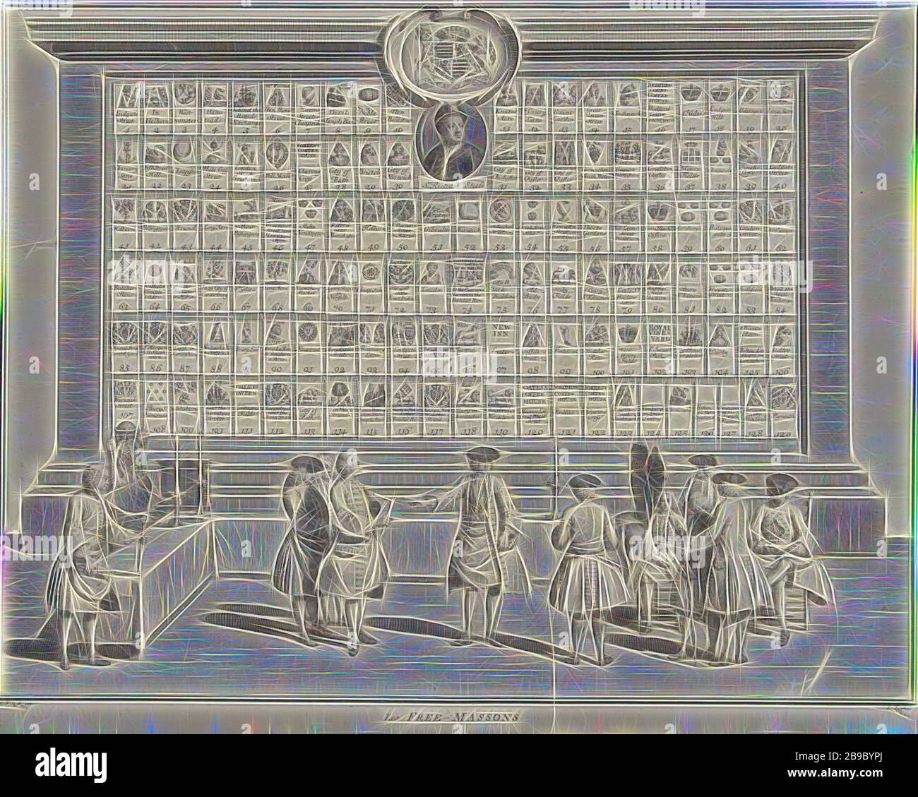 Masonic meeting room Les Free-Massons (title on object), Freemason's ...