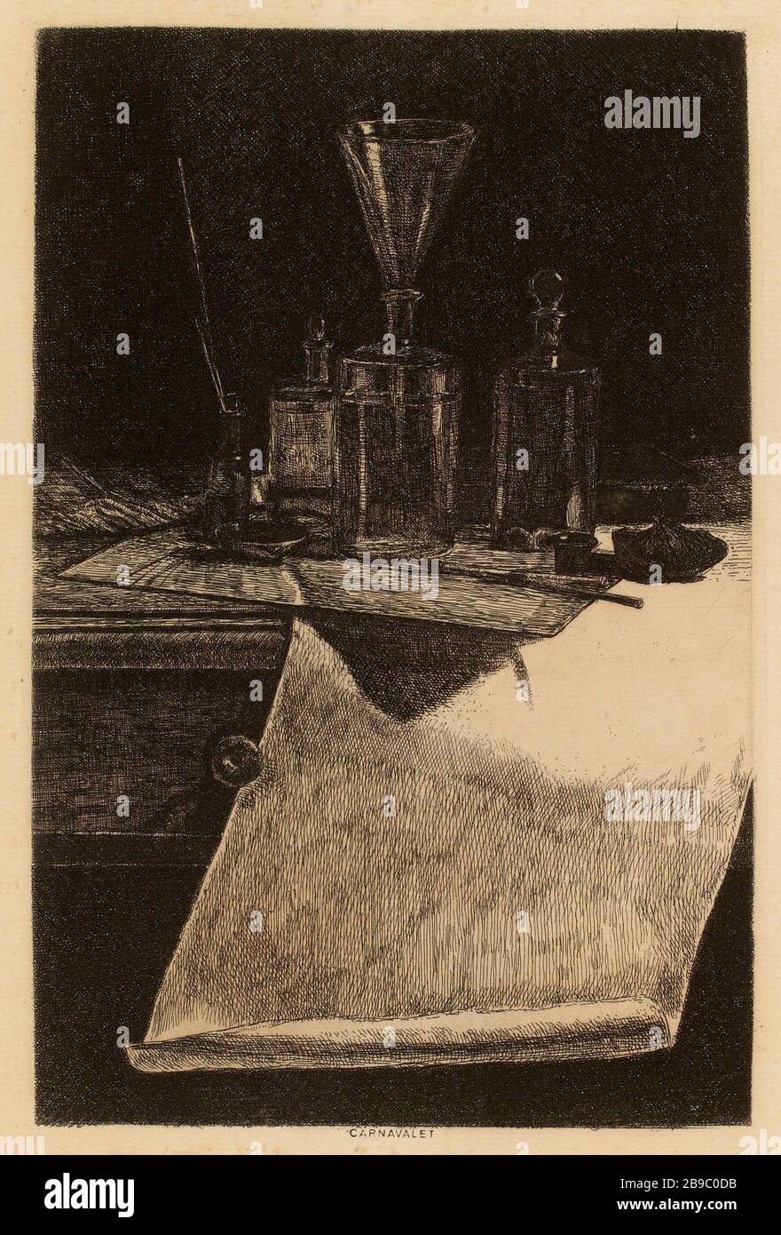 The instruments with etching Stock Photo - Alamy