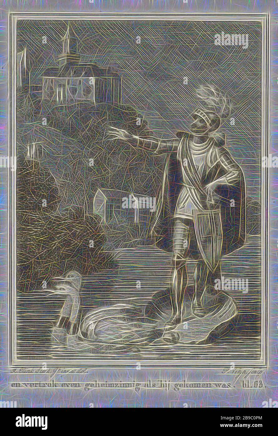 Knight on a shell pulled by two swans and left as mysteriously as he ...