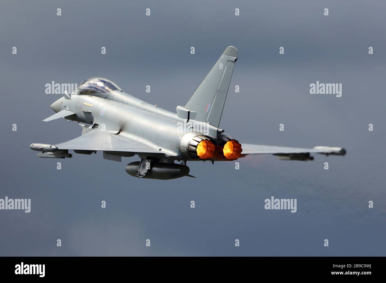 Eurofighter Typhoon FGR4 jet fighter of the Royal Air Force taking off ...