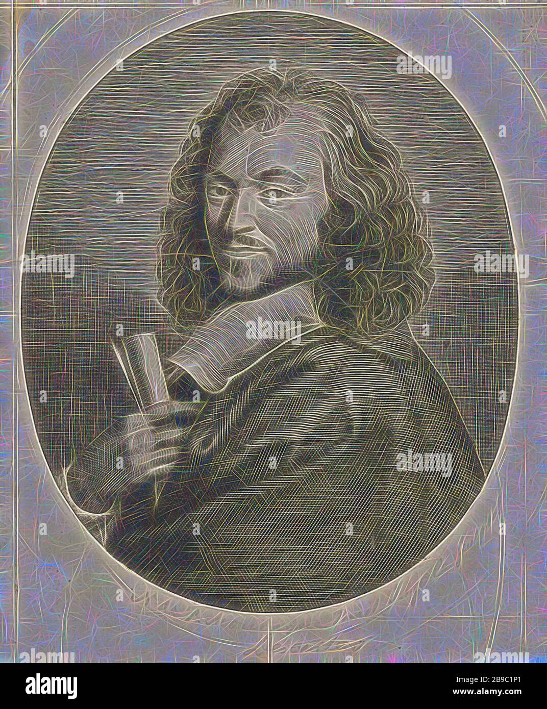 Portrait of René Descartes, Portrait in oval frame of René Descartes ...