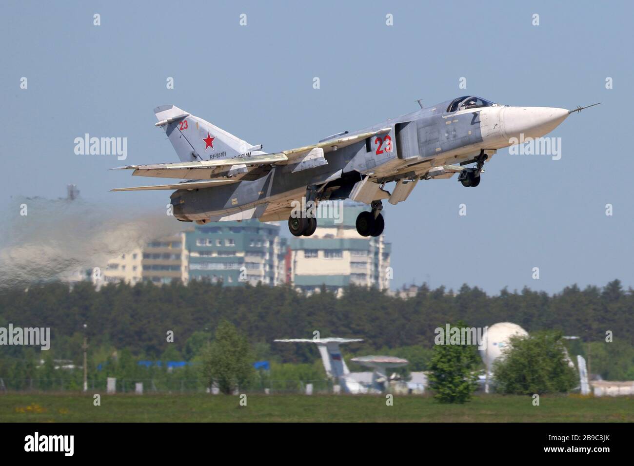 Sukhoi Su-24M2 frontline bomber of the Russian Air Force taking off ...