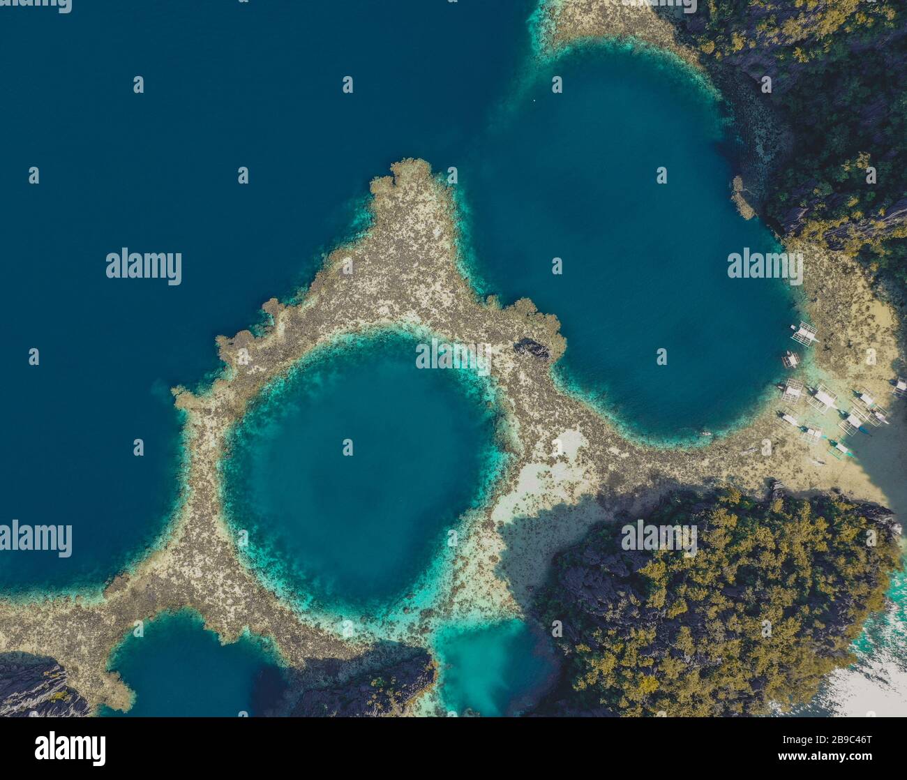 Aerial view of the Twin Lagoon in coron island, Palawan, Philippines ...