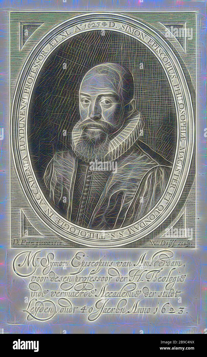 Portrait of Simon Episcopius at the age of 40, bust with mill collar ...