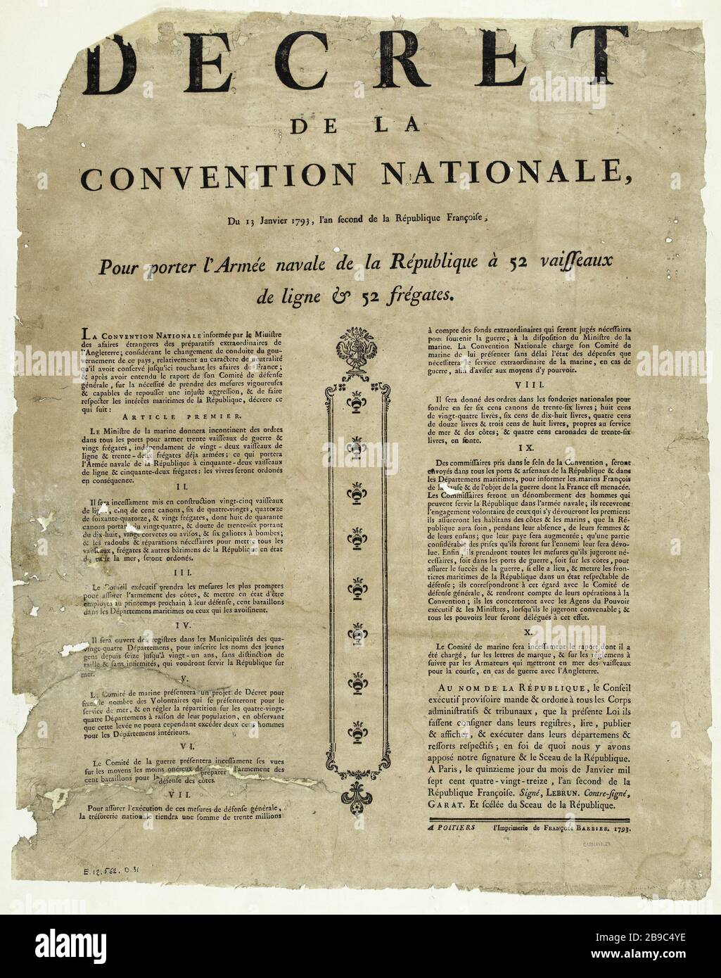 DECREE OF THE NATIONAL CONVENTION From 13 January 1793, the second year ...