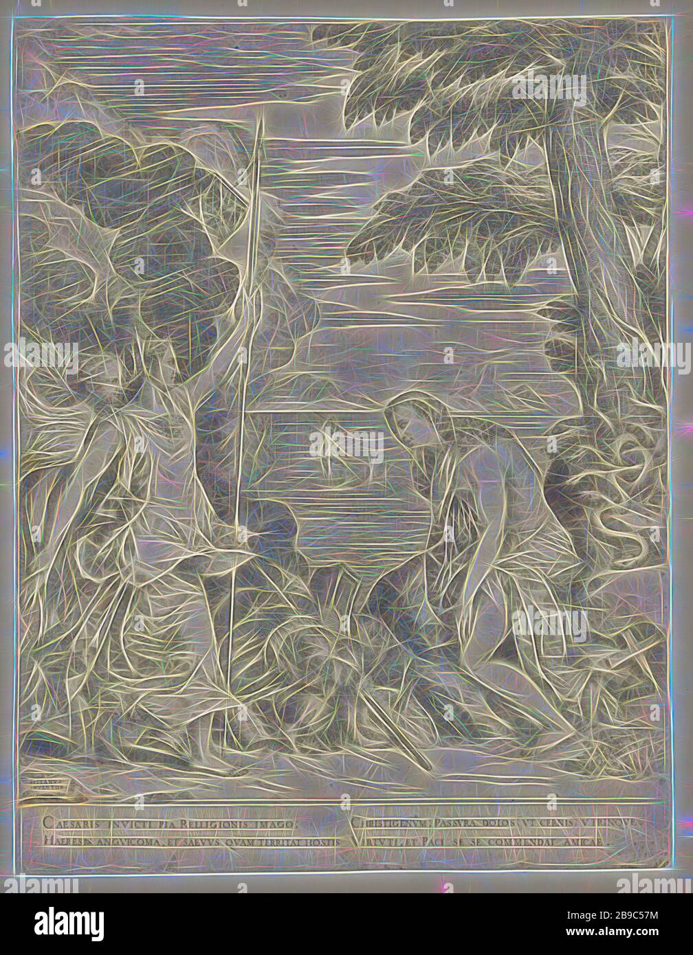 Religion is saved by Spain, Allegorical representation with the female ...