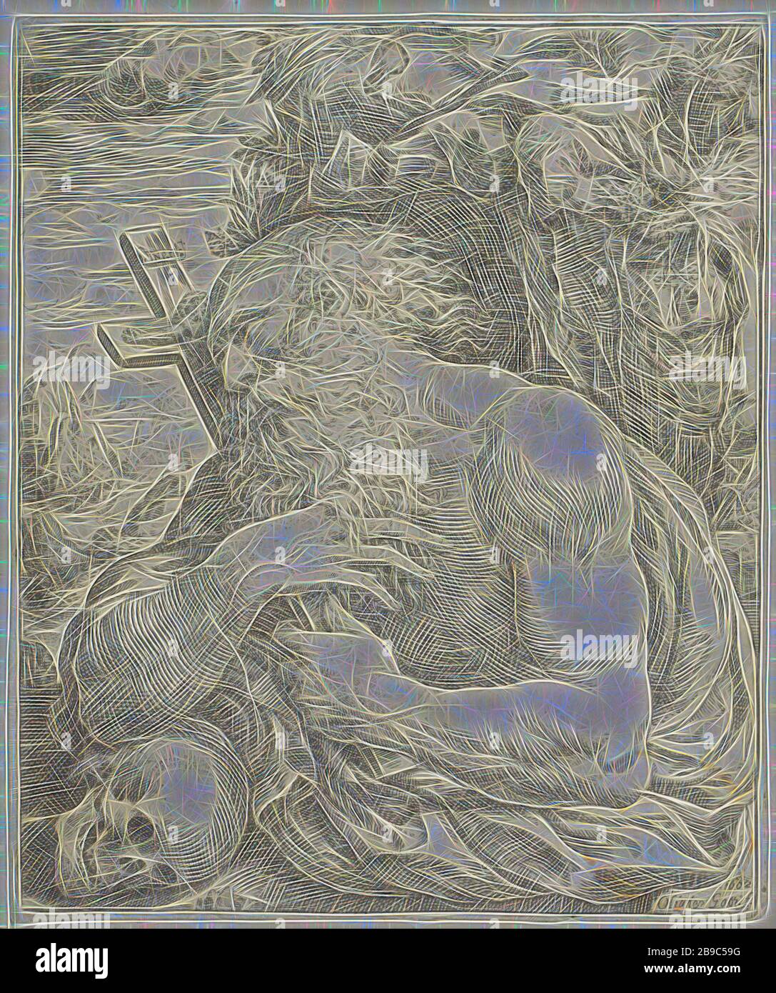 Saint Hieronymus, Saint Hieronymus with a crucifix and a skull in the ...