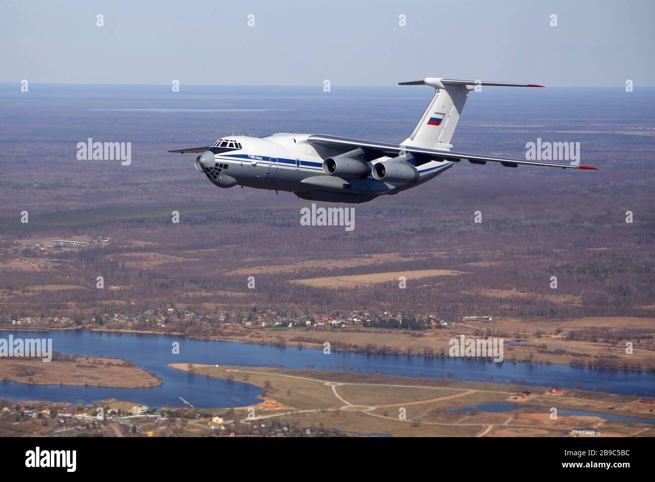 IL-76MD military transport aircraft of the Russian Air Force over ...