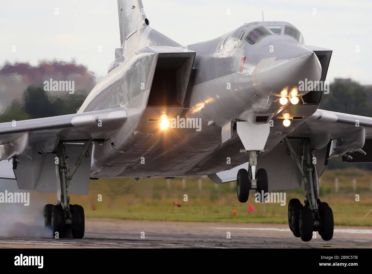 Tu-22M-3 strategic bomber of the Russian Air Force landing Stock Photo ...