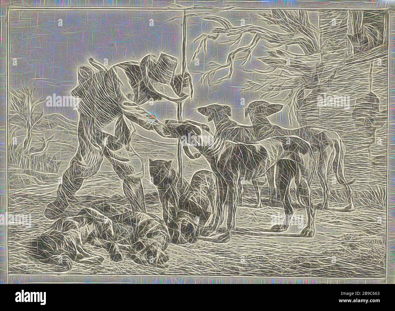 Hunter with seven dogs Different animals (series title), A hunter ...