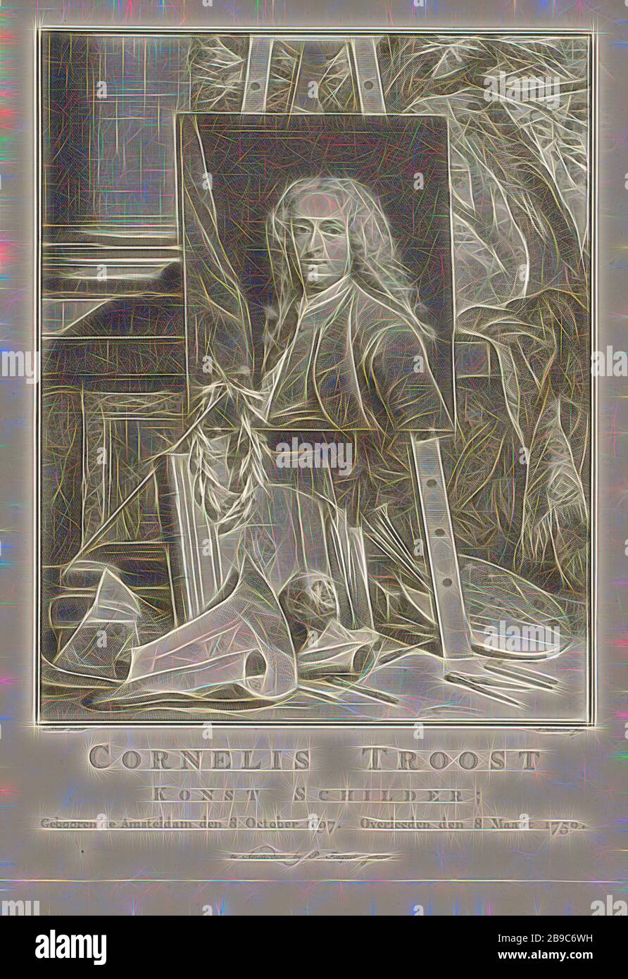 Portrait of Cornelis Troost, Portrait to the left of the painter ...