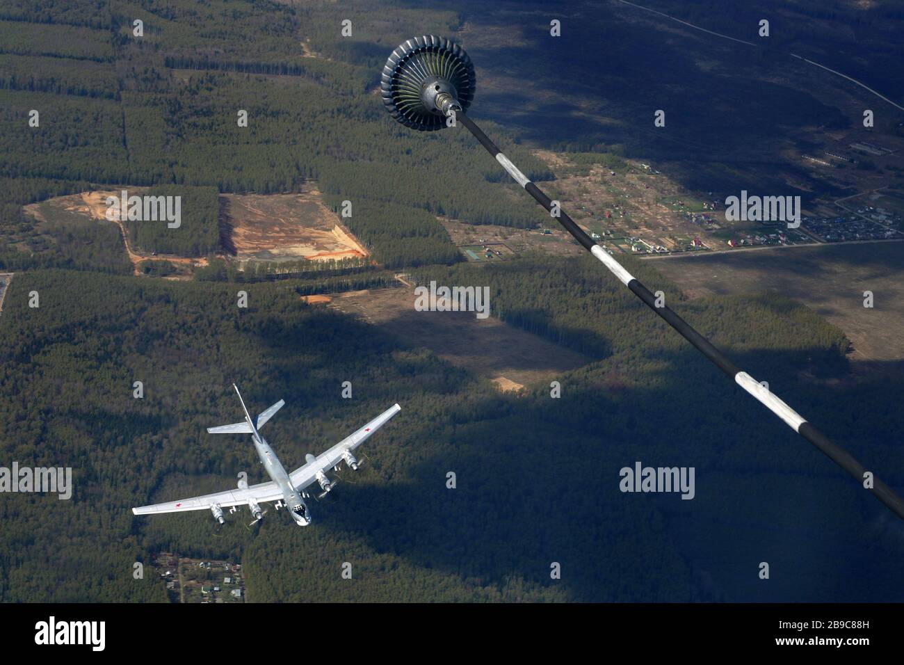 Tu-95MS strategic bomber of the Russian Air Force imitating aerial ...