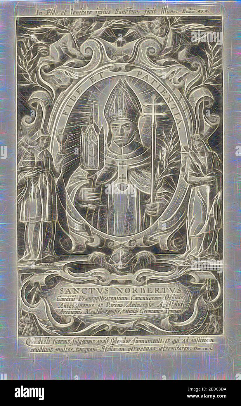 Portrait of Saint Norbert, In an oval frame the portrait of Saint ...